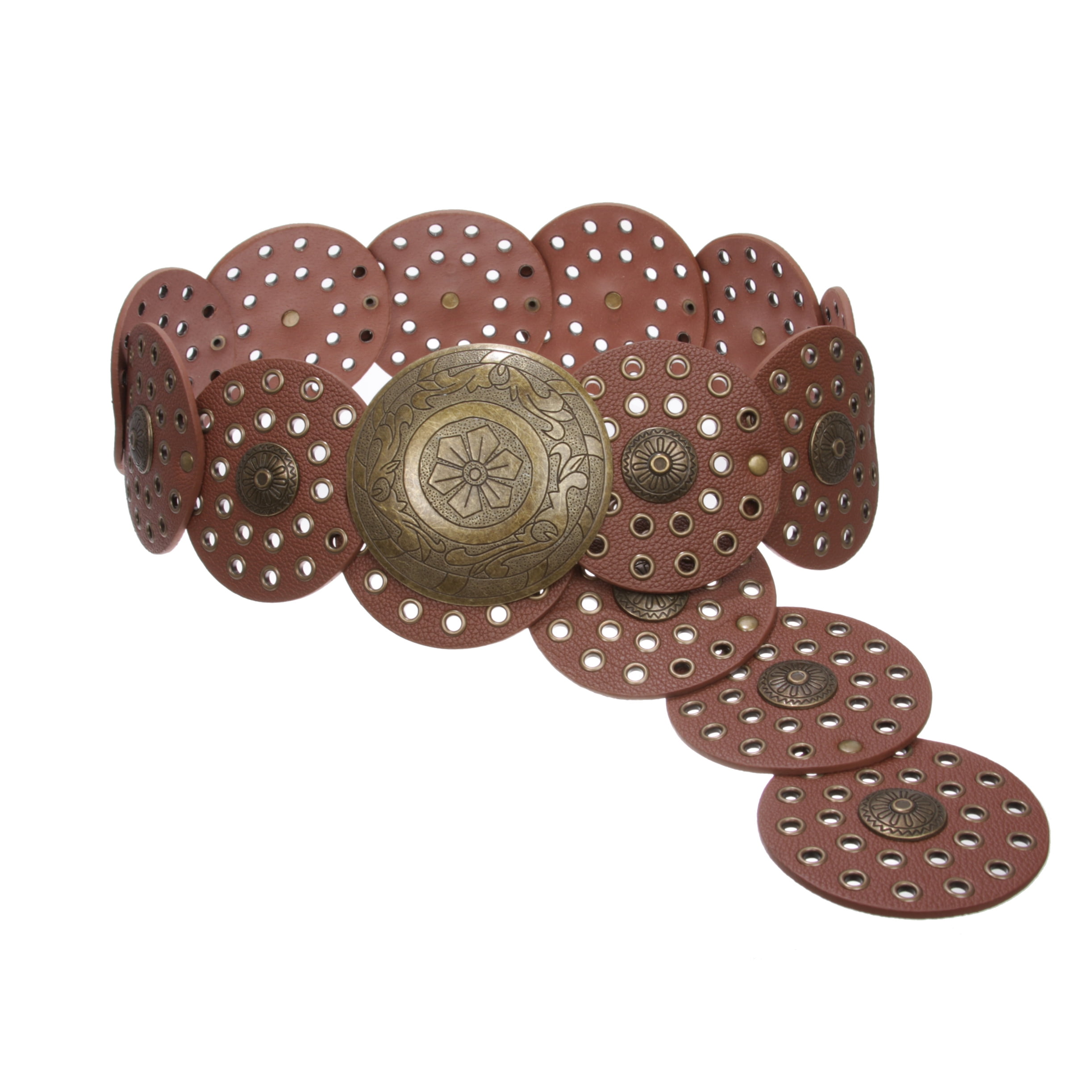 3 1/2" (90 mm) Wide Ladies Wide Boho Disc Concho Leather Belt - Walmart.com