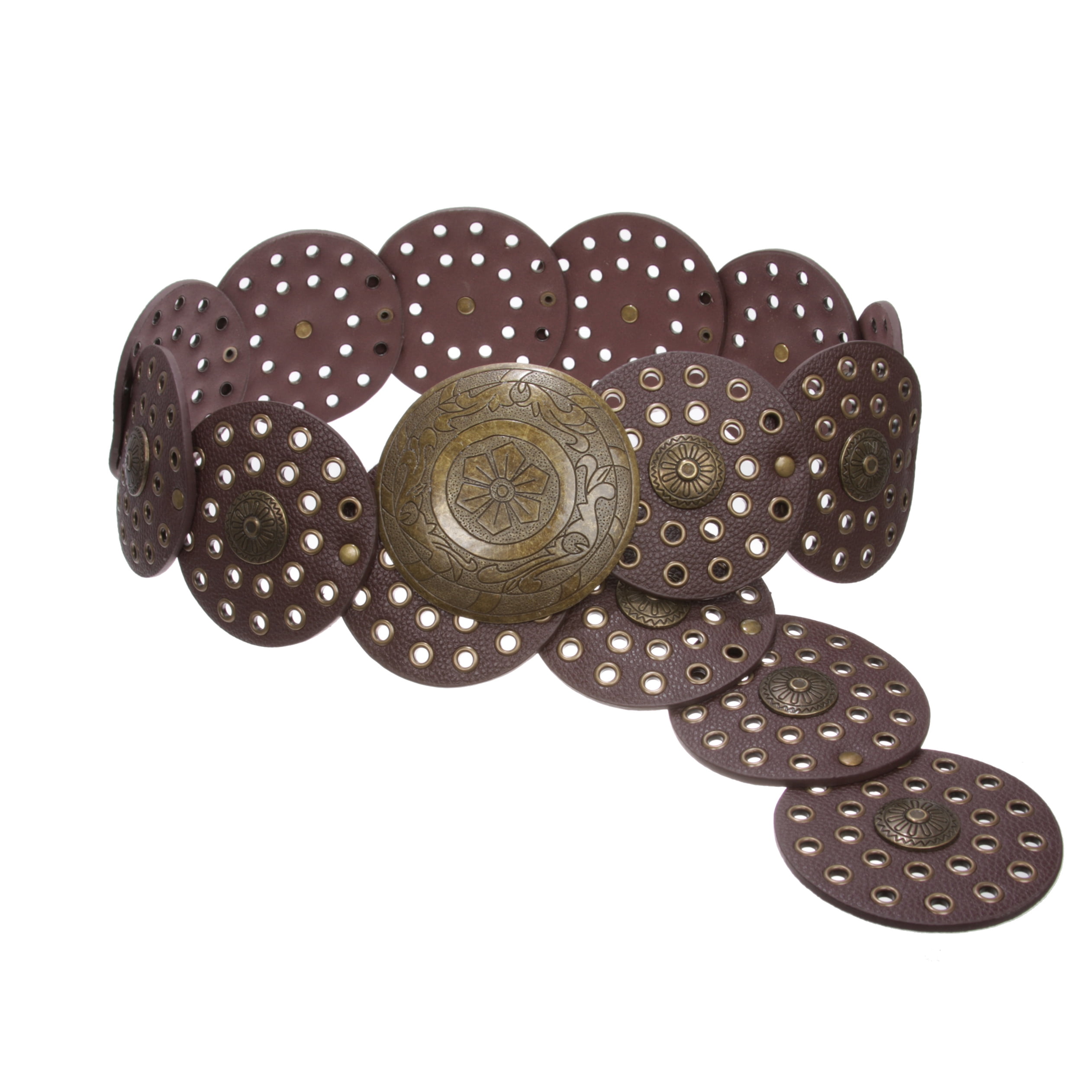 3 1/2" (90 mm) Wide Ladies Wide Boho Disc Concho Leather Belt - Walmart.com