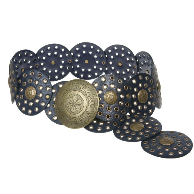 3 1/2" (90 mm) Wide Ladies Wide Boho Disc Concho Leather Belt - Walmart.com