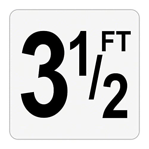 3 1/2 FT - Plastic Pool Depth Marker - 6 x 6 Inch with 4 Inch Lettering ...