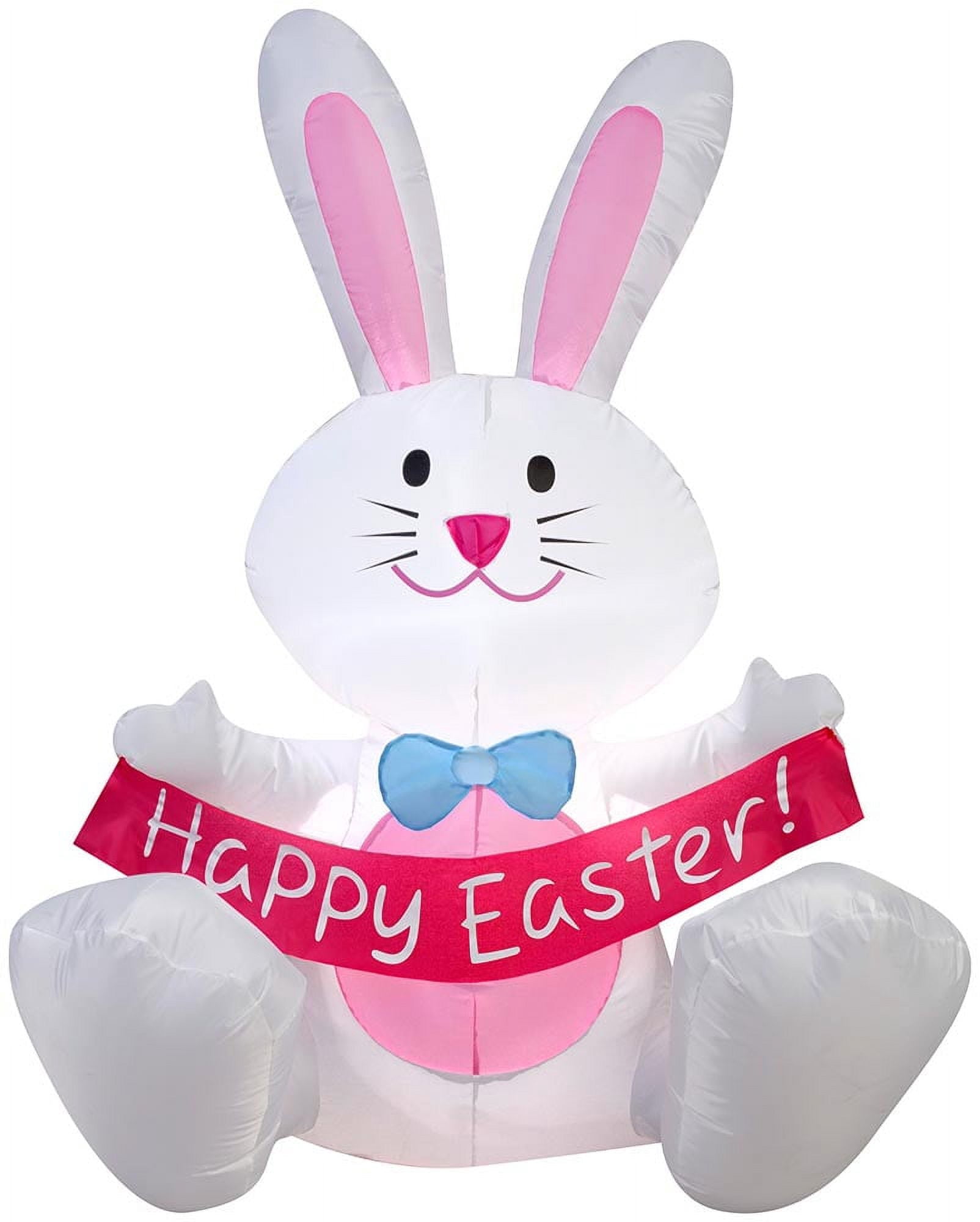 3 1/2' Gemmy Airblown Inflatable Easter Bunny w/ Bowtie Sitting Holding ...