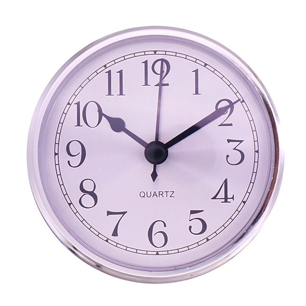 3-1/2 Inch (90 mm) Quartz Movement Clock Fit-up/Insert with Silver Trim ...