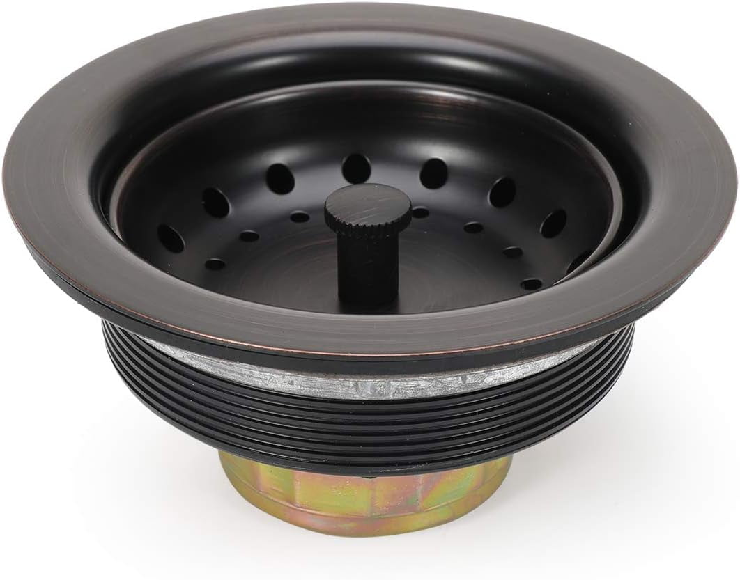 3-1/2 Inch Kitchen Sink Drain ORB Assembly with Strainer Basket/Stopper ...