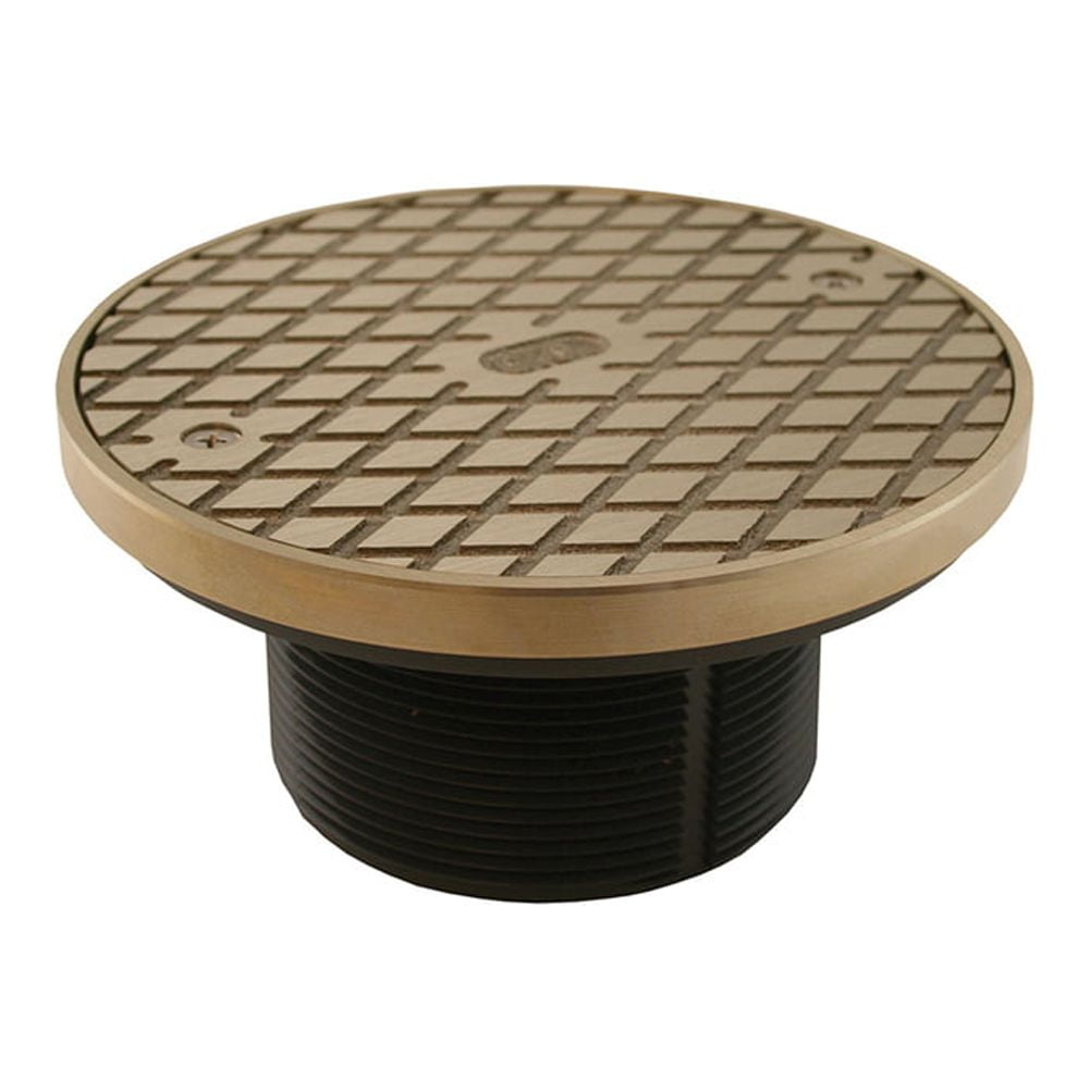 3-1/2" Plastic Cleanout Spud with 5" Nickel Bronze Round Cover with ...