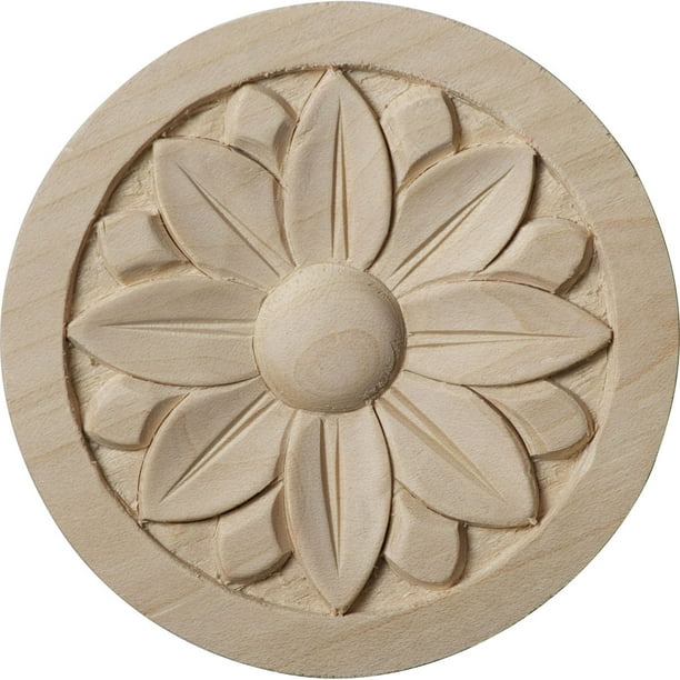 3 1/2"W x 3 1/2"H x 1/2"P Bedford Round Rosette, Rubberwood - Walmart.com