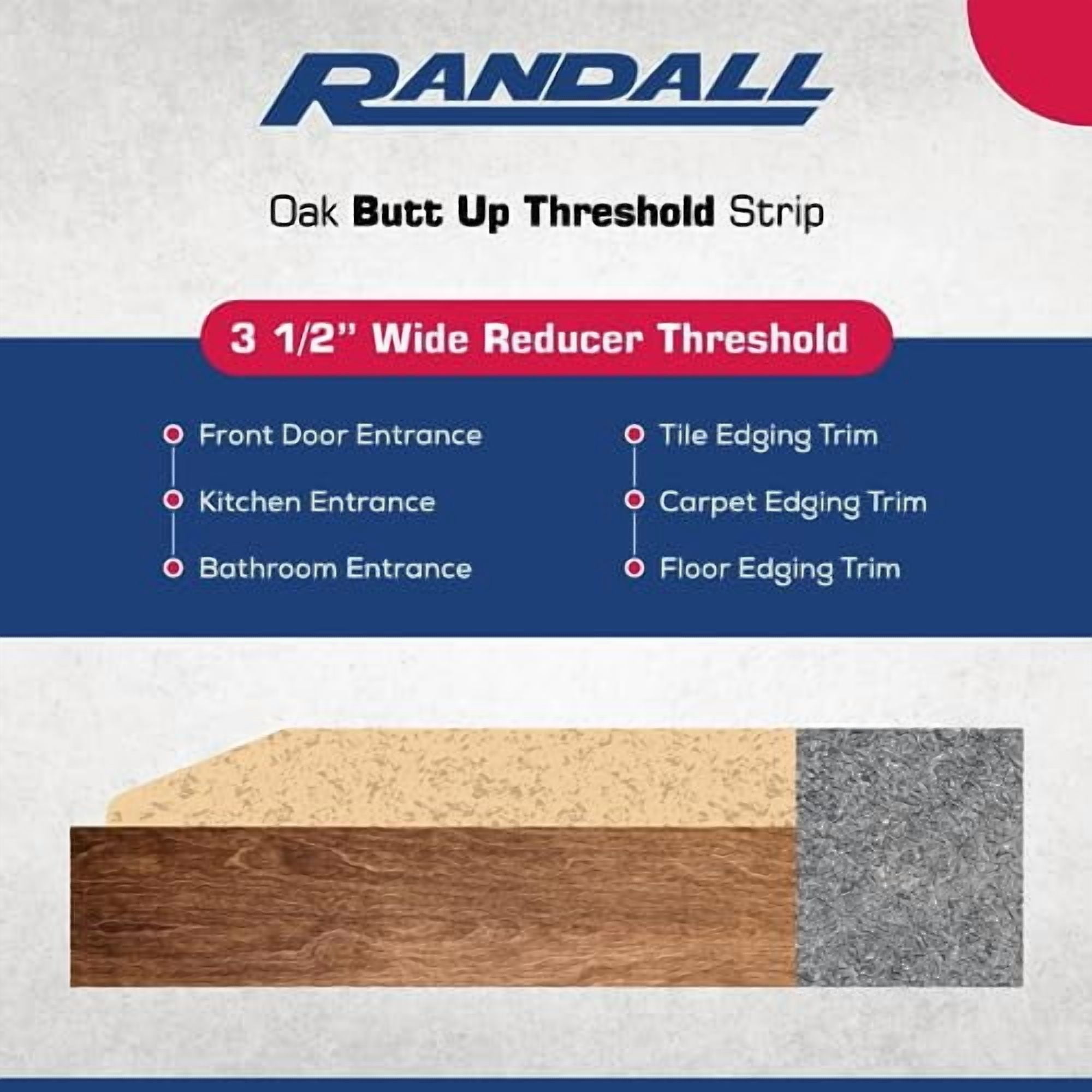 3 1/2" Wide X 5/8" HIGH PRE-Finished Oak Half Threshold (Butt up ...