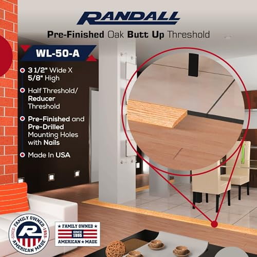 3 1/2" Wide X 5/8" HIGH PRE-Finished Oak Half Threshold (Butt up ...