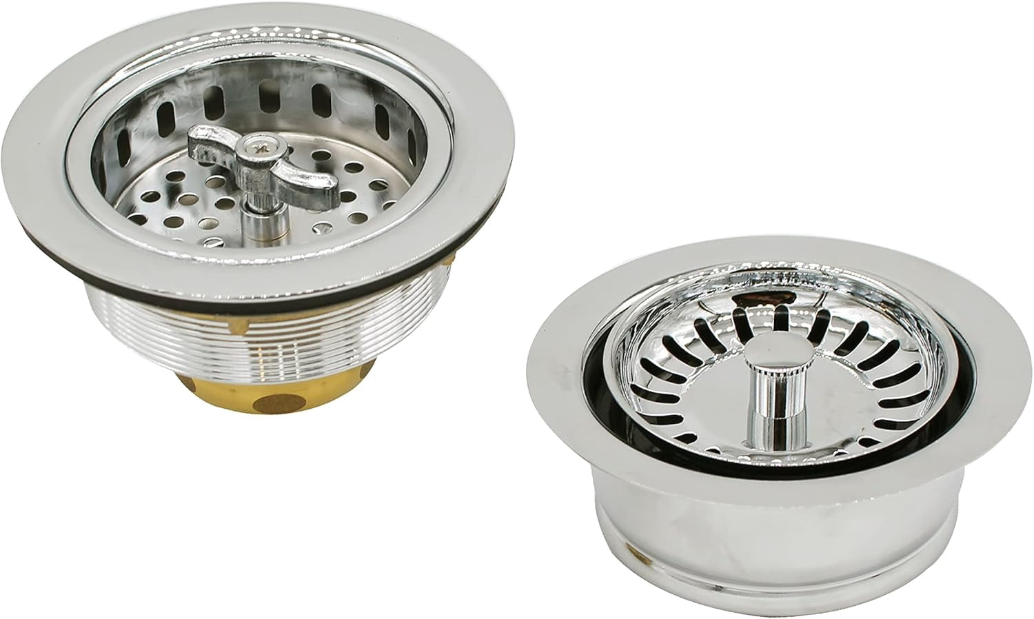 3-1/2” Wing Nut Twist Style Large Kitchen Sink Basket Strainer and ...