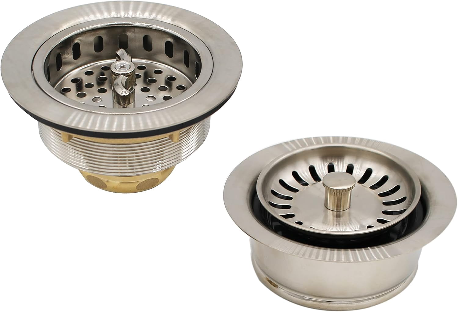 3-1/2” Wing Nut Twist Style Large Kitchen Sink Basket Strainer and ...