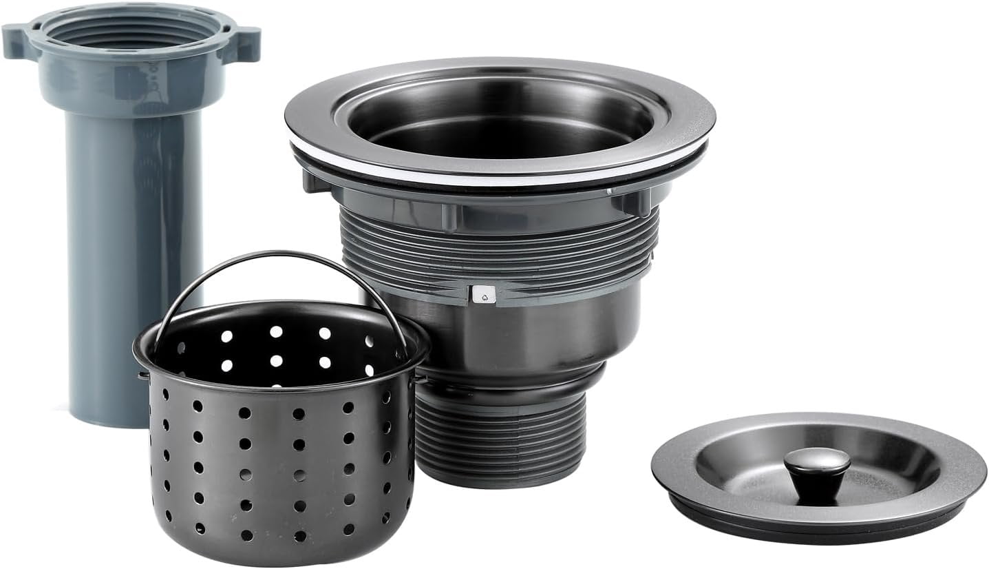 3-1/2-inch Kitchen Sink Drain, Stainless Steel Removable Deep Basket ...