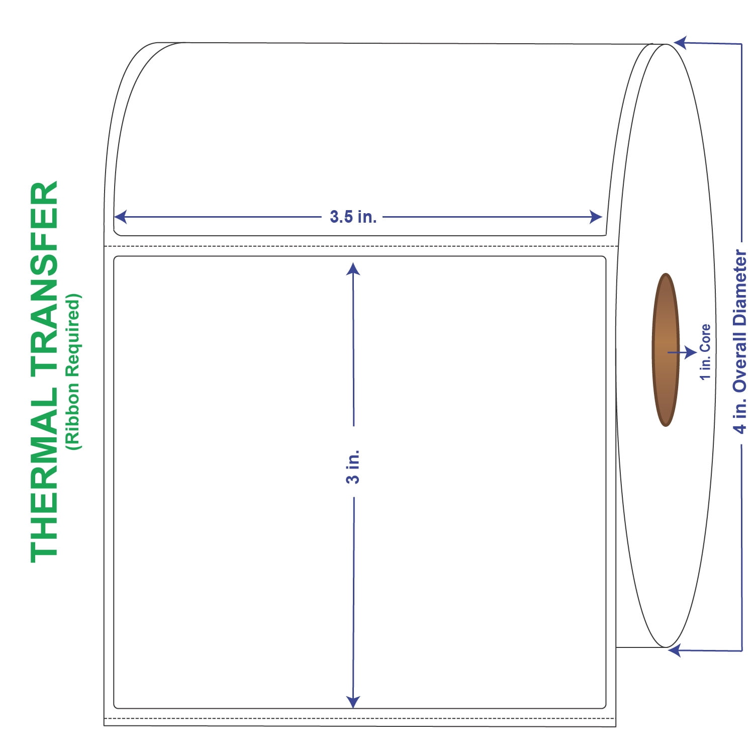 3-1/2" x 1" General Use Labels, w/ Perf Thermal Transfer Labels ...