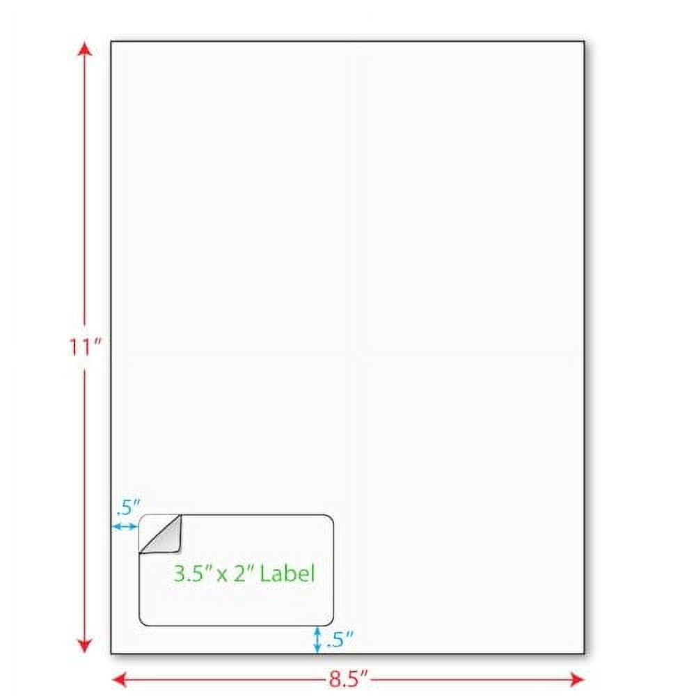 3-1/2" x 2" (3.5" x 2") Integrated Laser Label Form Sheets, 1 Label ...