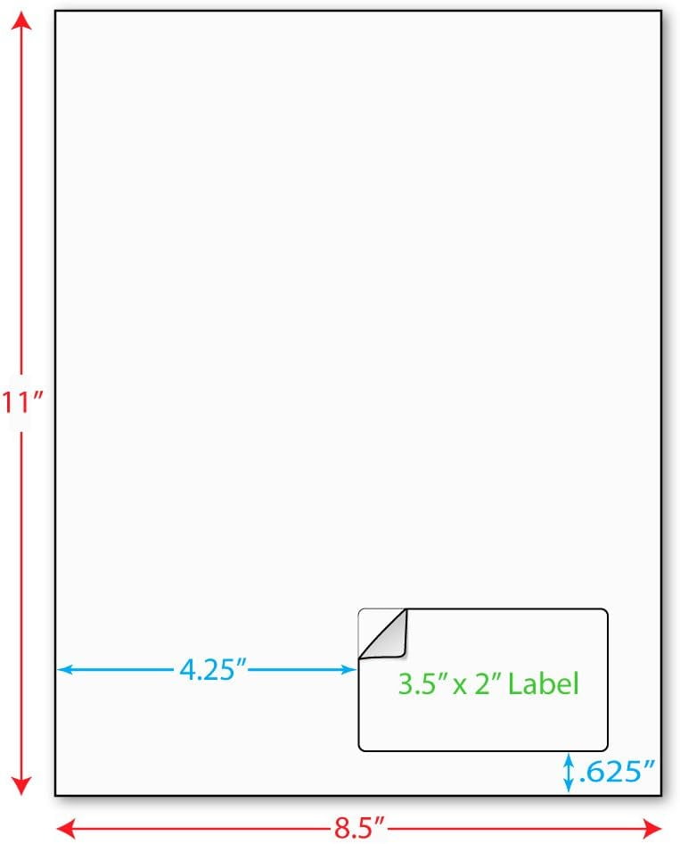 3-1/2" x 2" (3.5" x 2") Integrated Laser Label Form Sheets, 1 Label ...