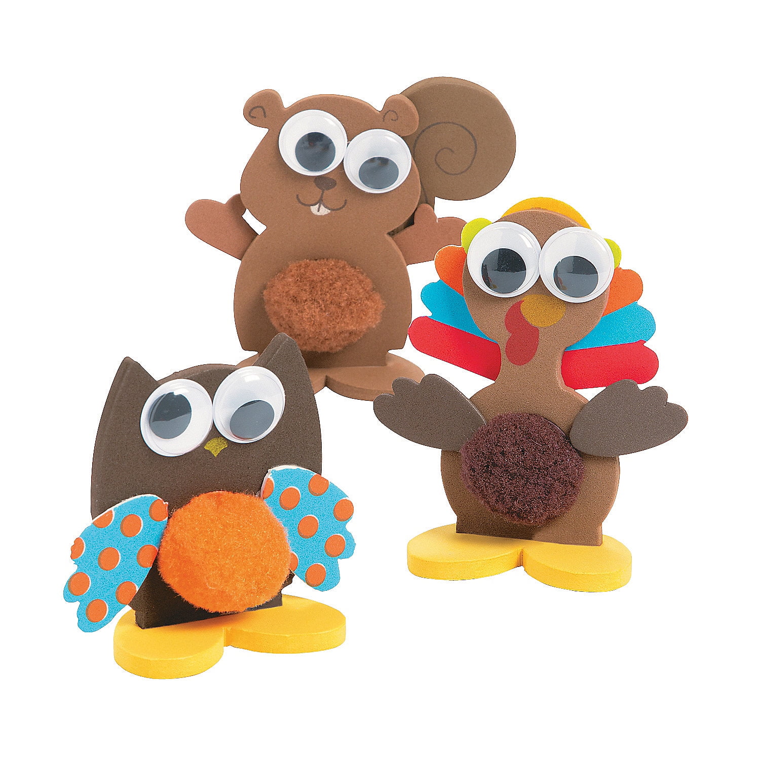 3 1/2" x 3 1/4" 3D Fall Characters Pom-Pom Pals Craft Kit - Makes 12 - Walmart.com