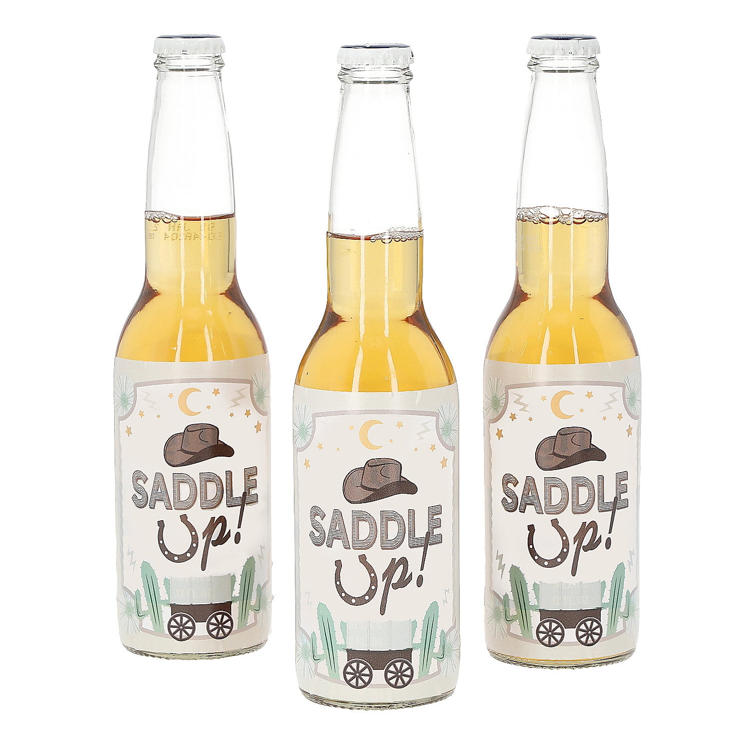 3 1/2" x 4 1/2" Modern Western Saddle Up Beer Bottle Labels - 12 Pieces ...