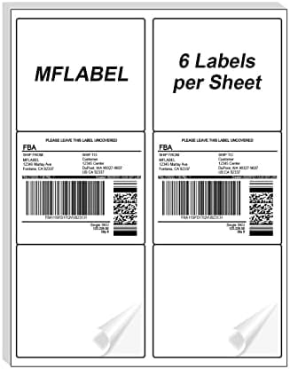 3-1/3" x 4" FBA Shipping Labels - 6-UP on 8.5x11 Sheet, 50 Sheets (300 ...