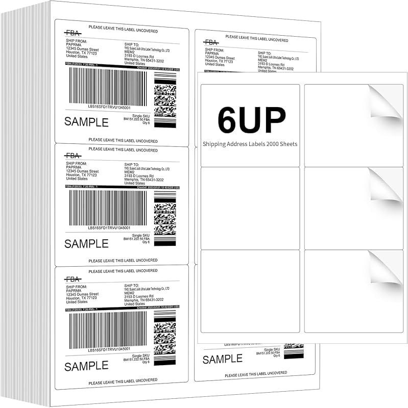 3-1/3" x 4" Label 2000 Sheets, Laser&Inkjet Printer Label 8.5x11in ...