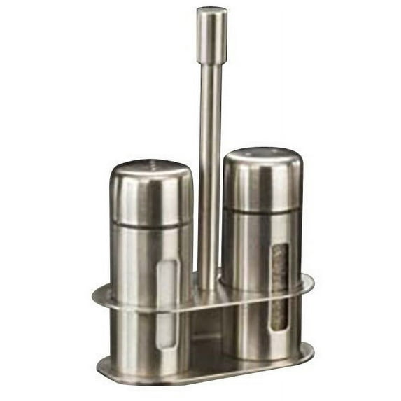 3-1/4" Round Stainless Steel Salt & Pepper Set w/Base, Silver - Walmart.com