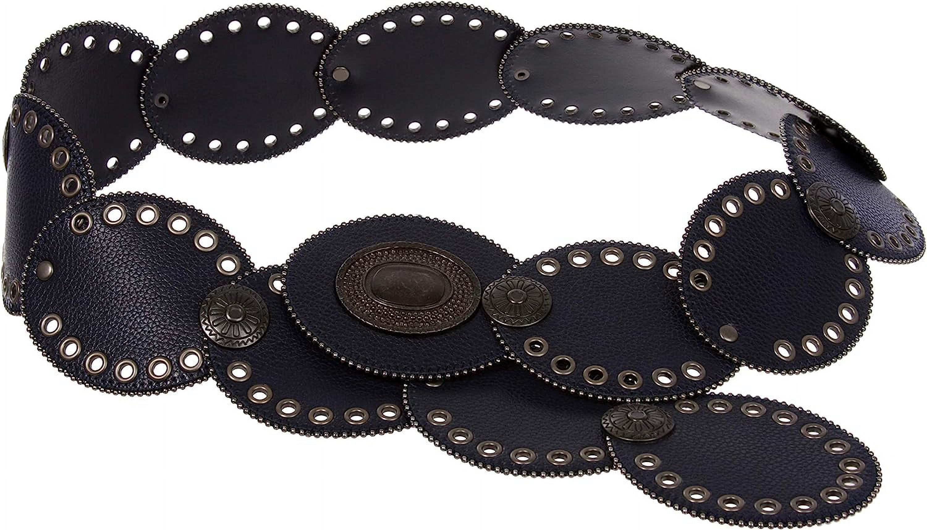 3 1/4" Wide Boho Oval Disc Concho Leather Disk Fashion Belt - Walmart.com