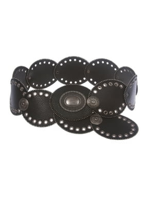 3 1/2" (90 mm) Wide Ladies Wide Boho Disc Concho Leather Belt - Walmart.com