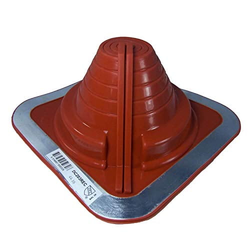 #3 (1/4" to 5") DEKTITE Square Base Combo Pipe Flashing Boot: RED High Temp Silicone Square Base ...