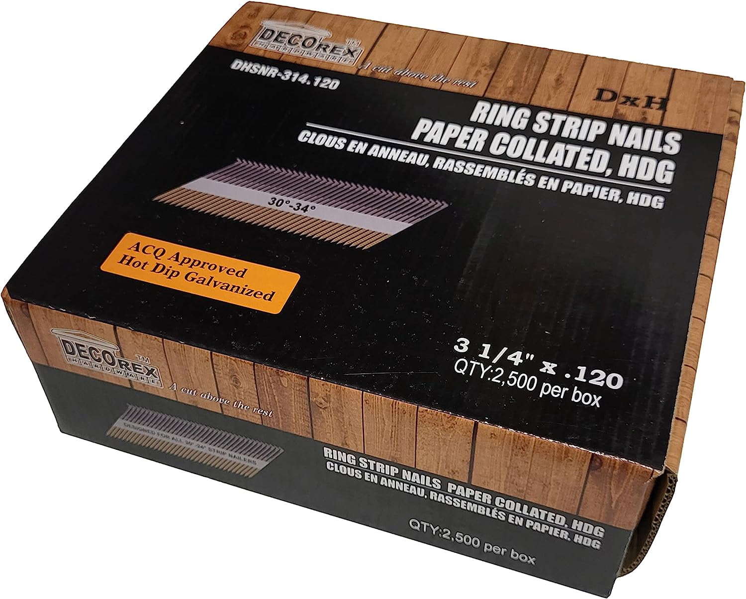 3 1/4" x .120 Ring Shank Framing Nails, Paper Strip Collated, Hot Dip ...