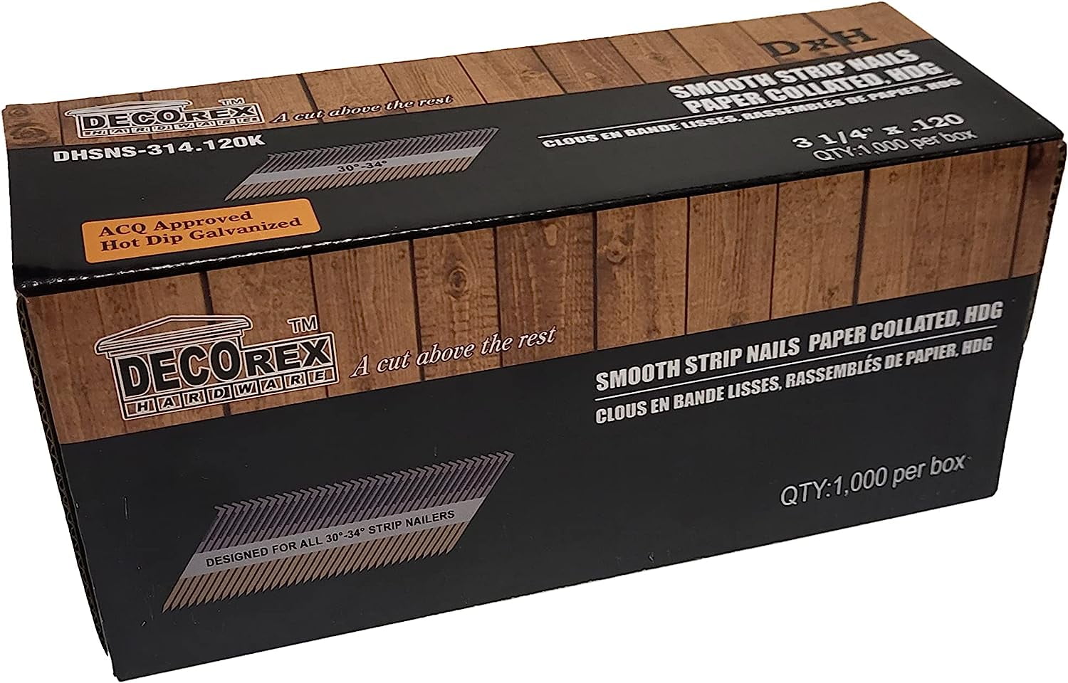 3 1/4" x .120 Smooth Shank Framing Nails, Paper Strip Collated, Hot Dip ...