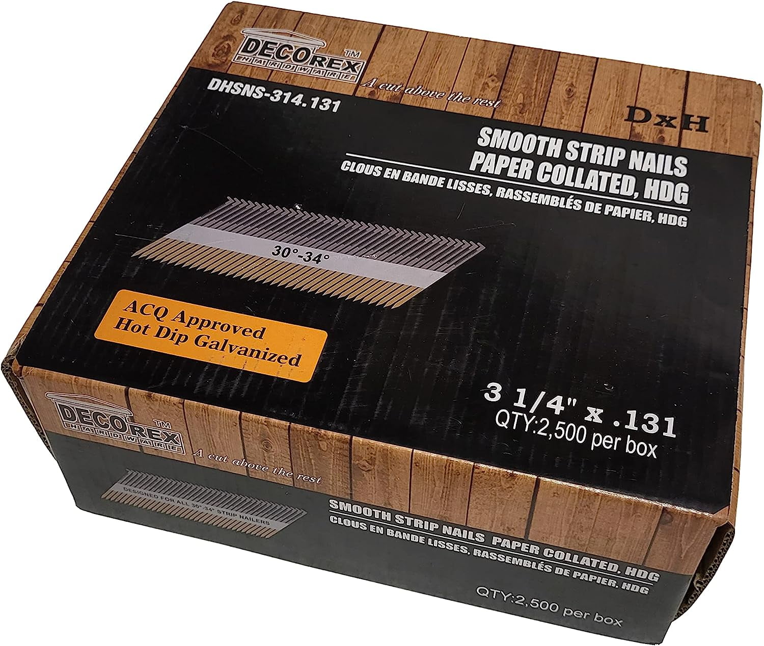 3 1/4" x .131 Smooth Shank Framing Nails, Paper Strip Collated, Hot Dip ...