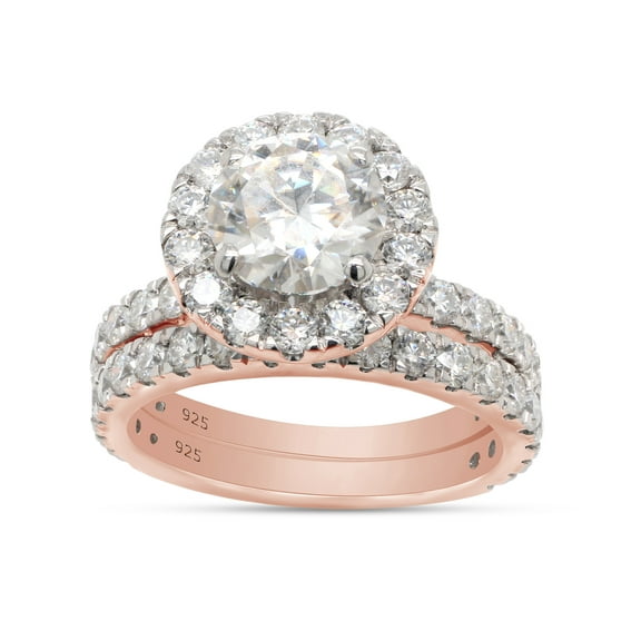 6.5MM Round Cut Lab Created Moissanite Diamond Halo Engagement Wedding ...