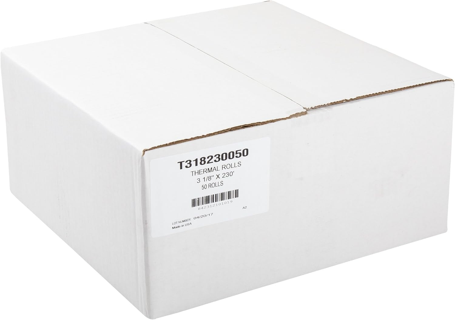 3 1/8 Inches x 230 Feet White Thermal Register Rolls with 7/16 Inch ID ...