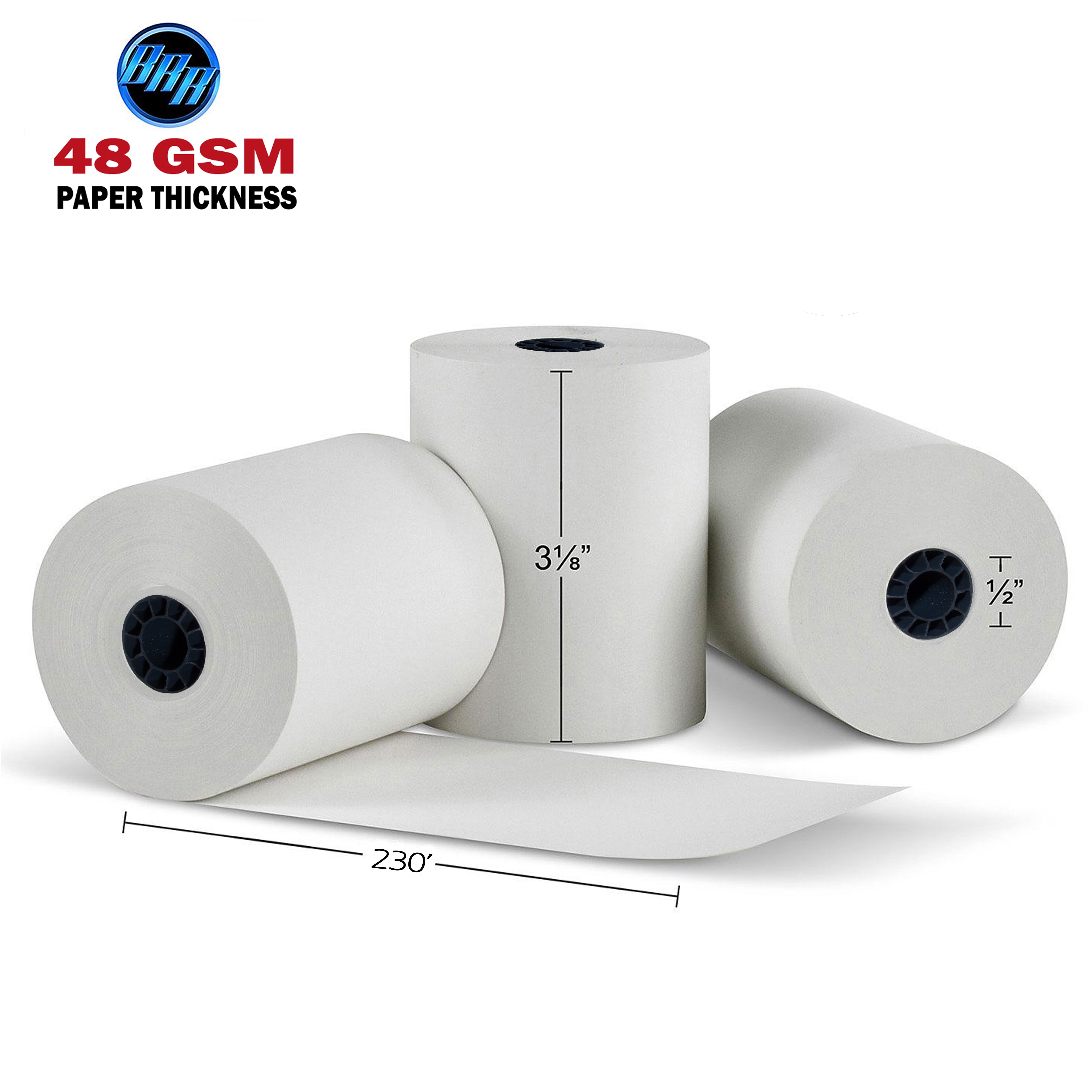3 1/8 in x 230 ft Thermal Paper White Receipt Rolls for Spectra 1000 ...