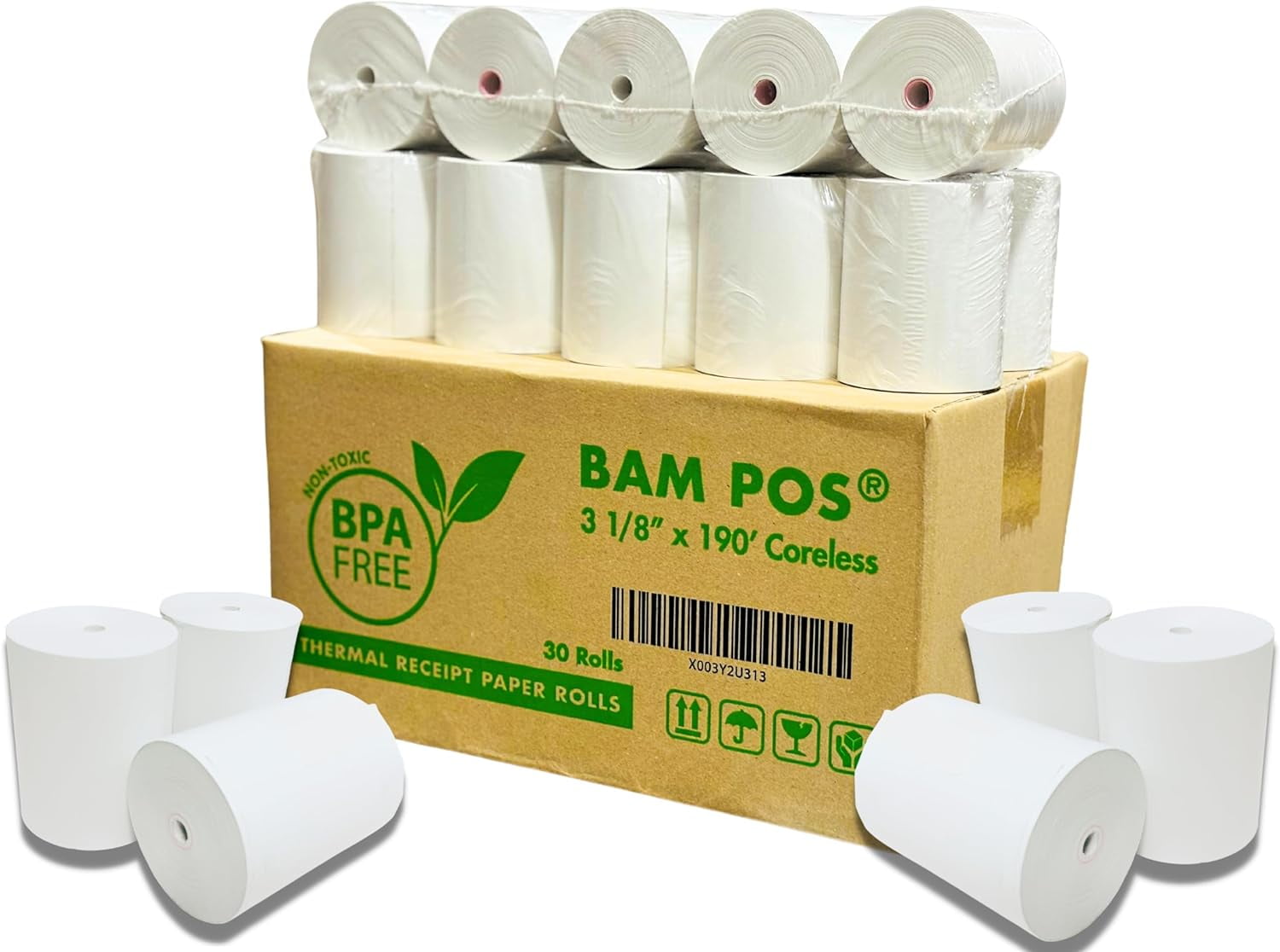 3 1/8 x 190 Thermal Receipt Paper Rolls For Most POS Systems and ...