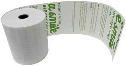 3-1/8" x 230' Thermal Paper Rolls, Overrun Custom Back Printed with ...