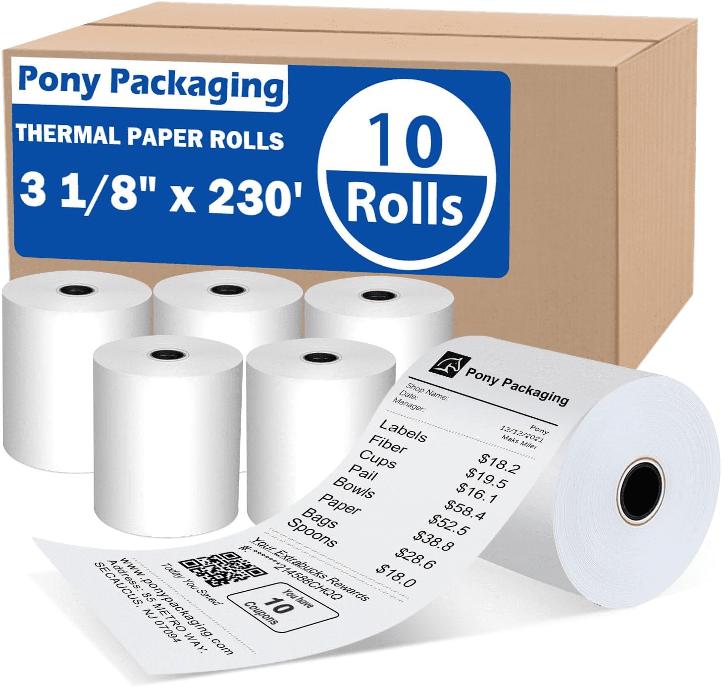 3 1/8" x 230' Thermal Receipt Printer Paper 10 Rolls POS Cash Register ...