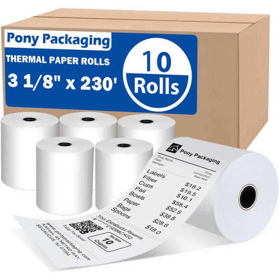 3 1/8" x 230' Thermal Receipt Printer Paper 10 Rolls POS Cash Register ...