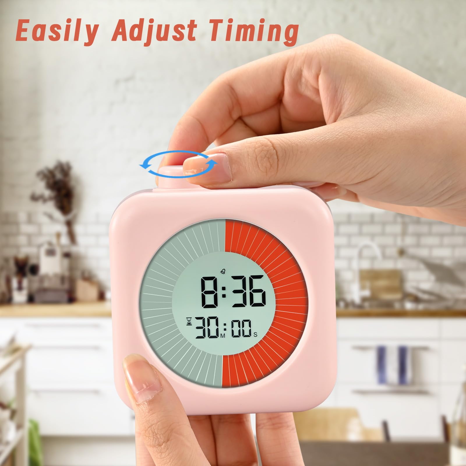 3 in 1 Alarm Clock Kitchen Timer, 60-Minute Countdown Visual Timer for ...