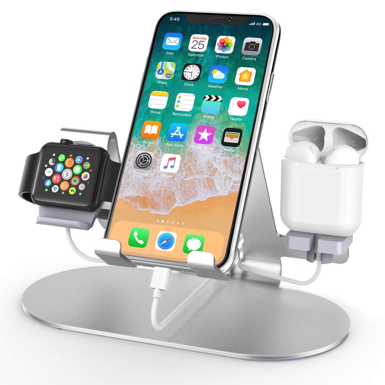 3 in 1 Aluminum Charging Station for Apple Watch Charger Stand Dock for ...