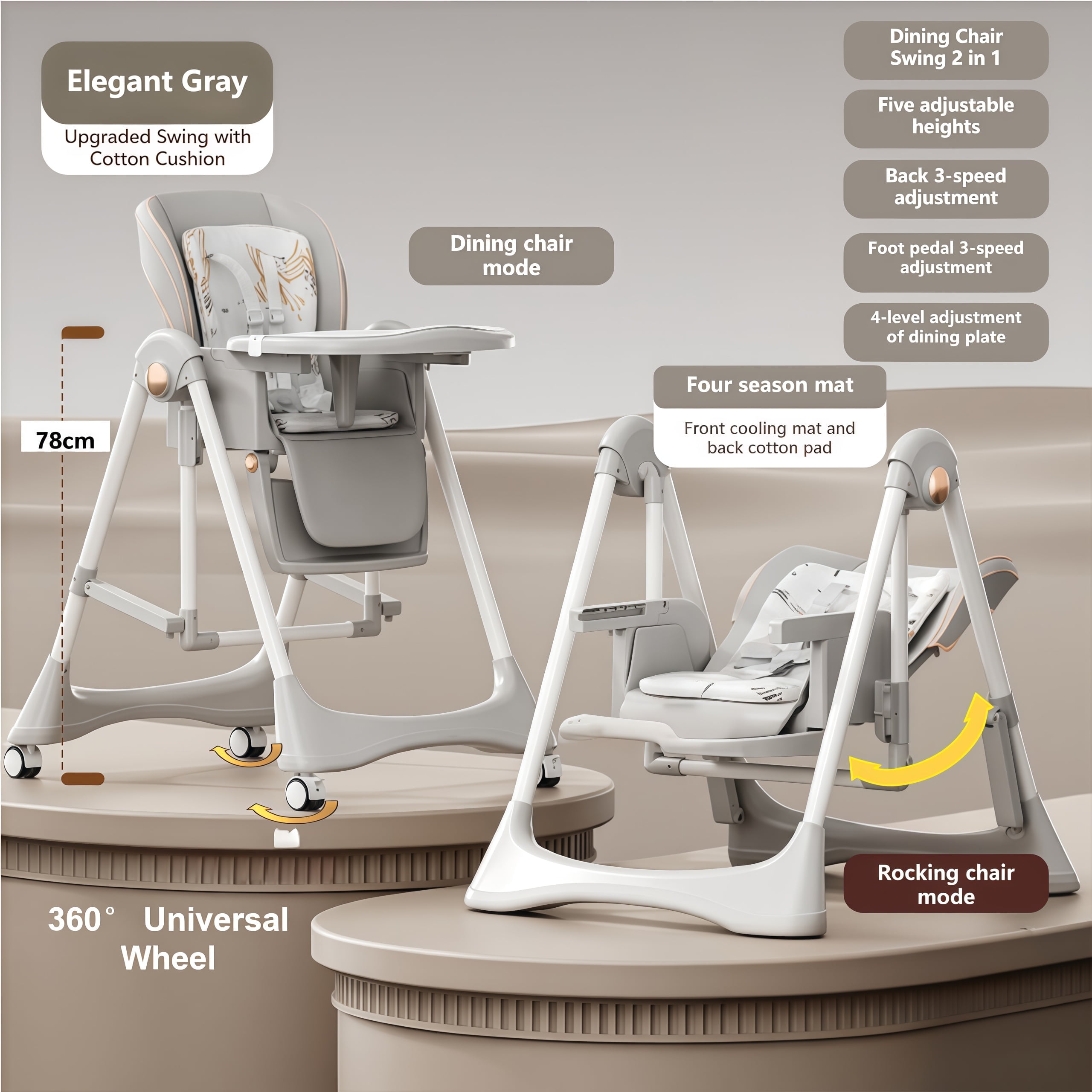 3 in 1 Baby Swing Convertible Baby Feeding Chairs,High Chair,Baby ...