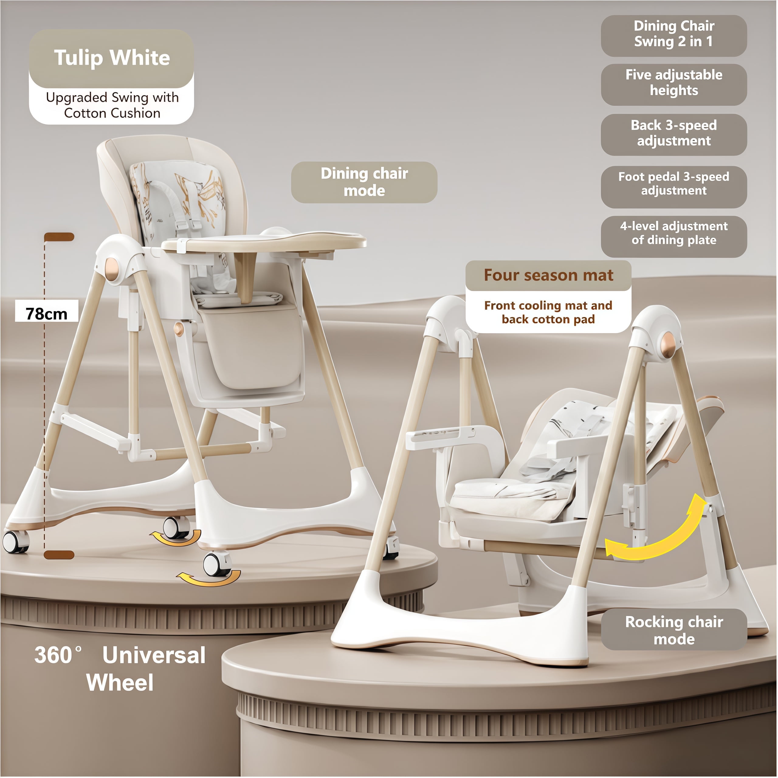 3 in 1 Baby Swing Convertible Baby Feeding Chairs,High Chair,Baby ...