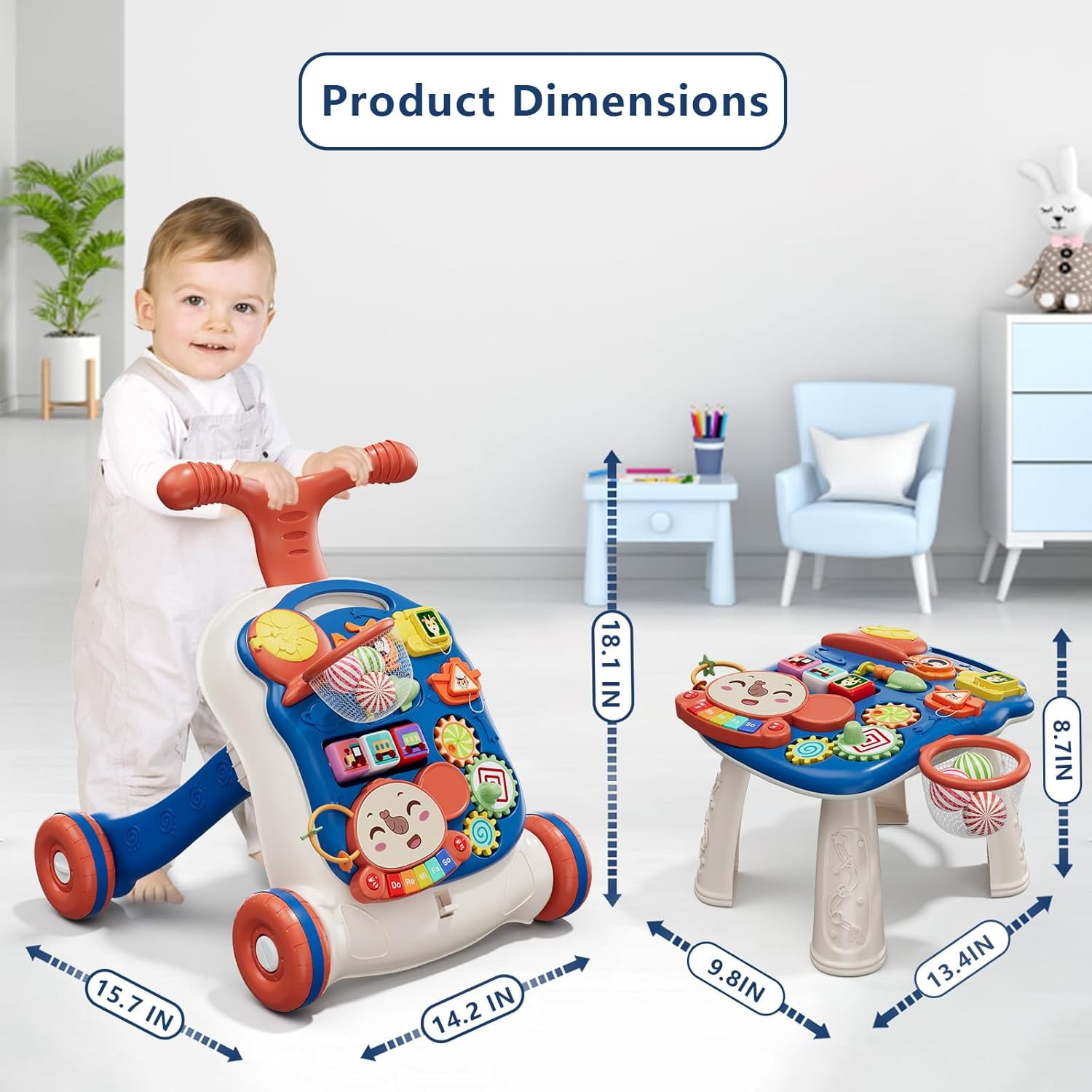 3 in 1 Baby Walker and Activity Center for Boy, Learning to Walk, Sit ...