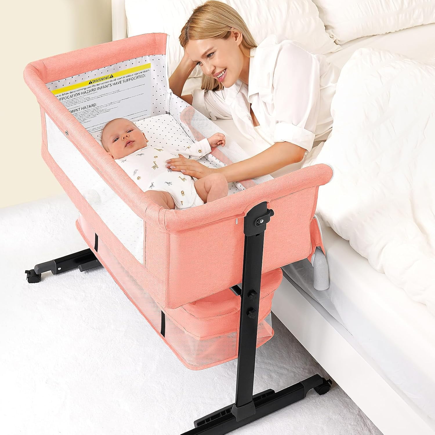 3 in 1 Bassinet Bedside Sleeper, Baby Bassinets Bedside Sleeper with ...