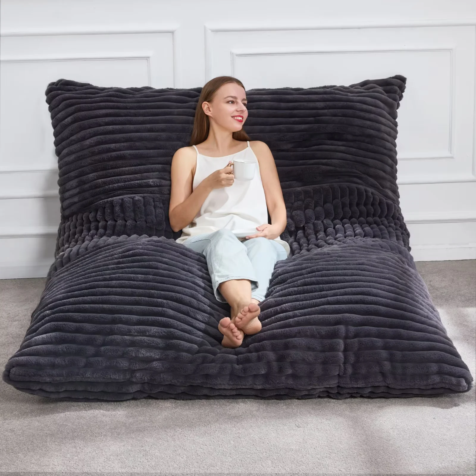 3 in 1 Giant Bean Bag Chair Convertible Bean Bag Chairs with Machine ...