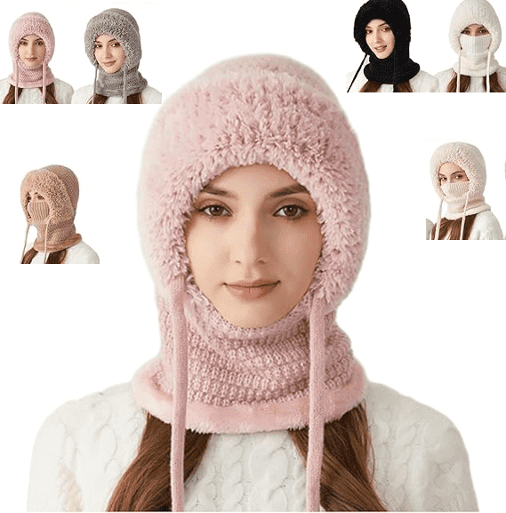3 in 1 Beanie Hat for Women, Womens Balaclava Winter, Cold Knitted Hats ...