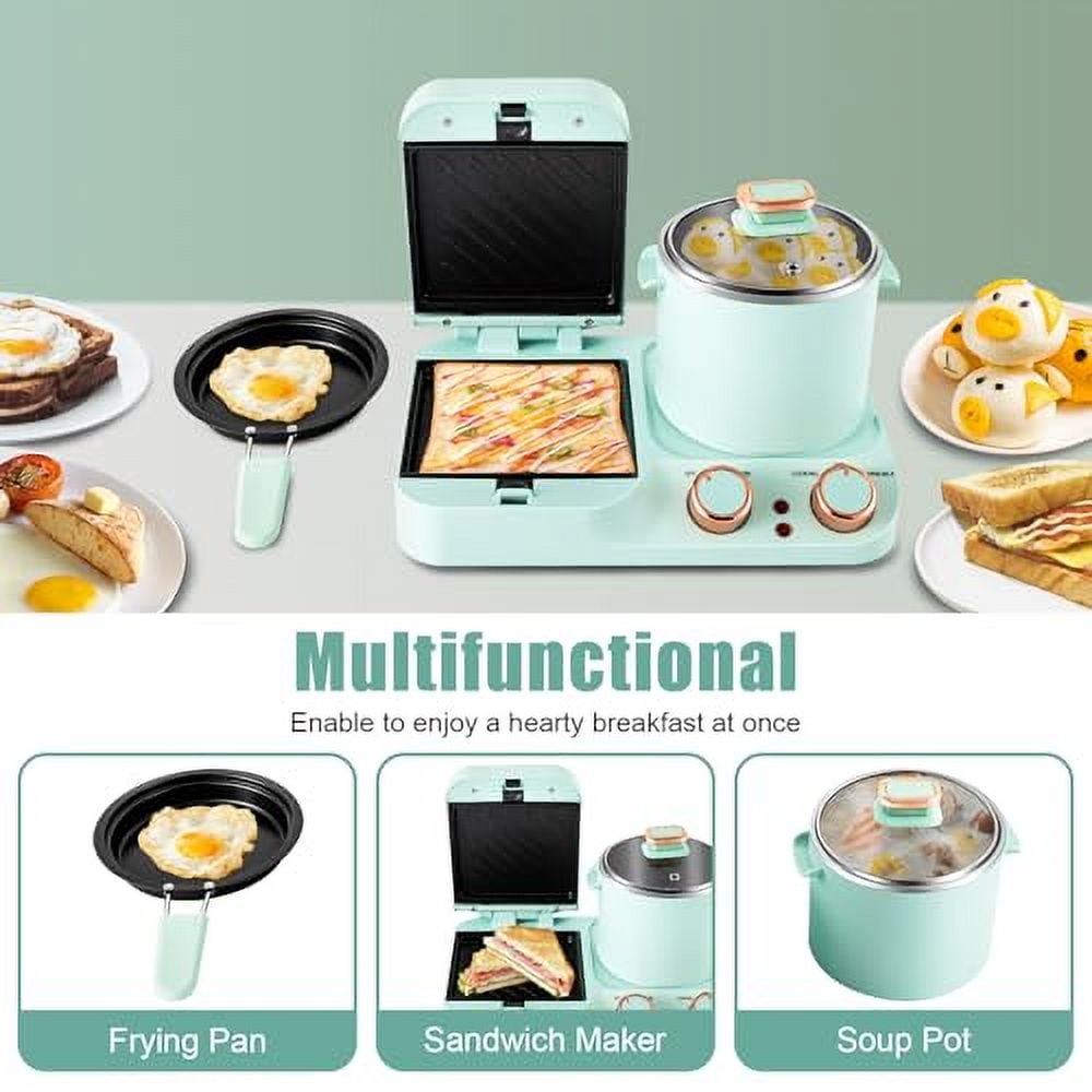 3 in 1 Breakfast Station, Electric Mini Toaster Bread Breakfast Machine ...