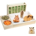 3 in 1 Bunny Litter Box with Hay Feeder and 2 Bowls - Wooden Rabbit Hay ...