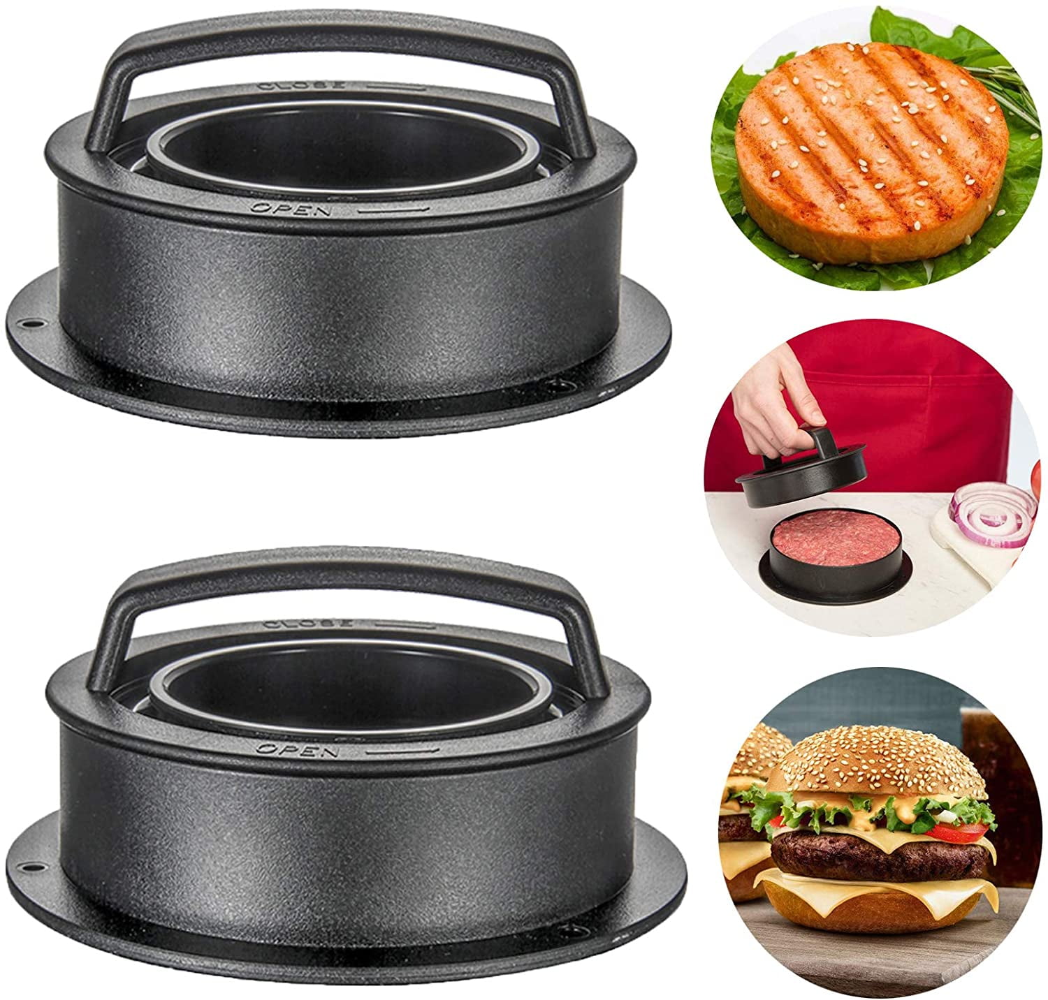 3 in 1 Burger Press Patty Maker,Hamburger Mold Kit to Make Stuffed ...