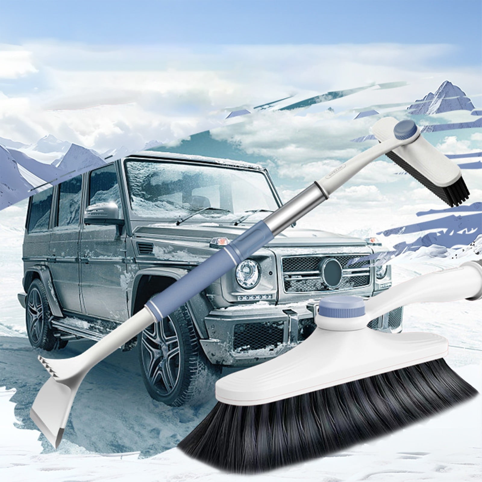 3 in 1 Car Snow Brush and Ice Scraper, Extendable Handle Snow Removal ...