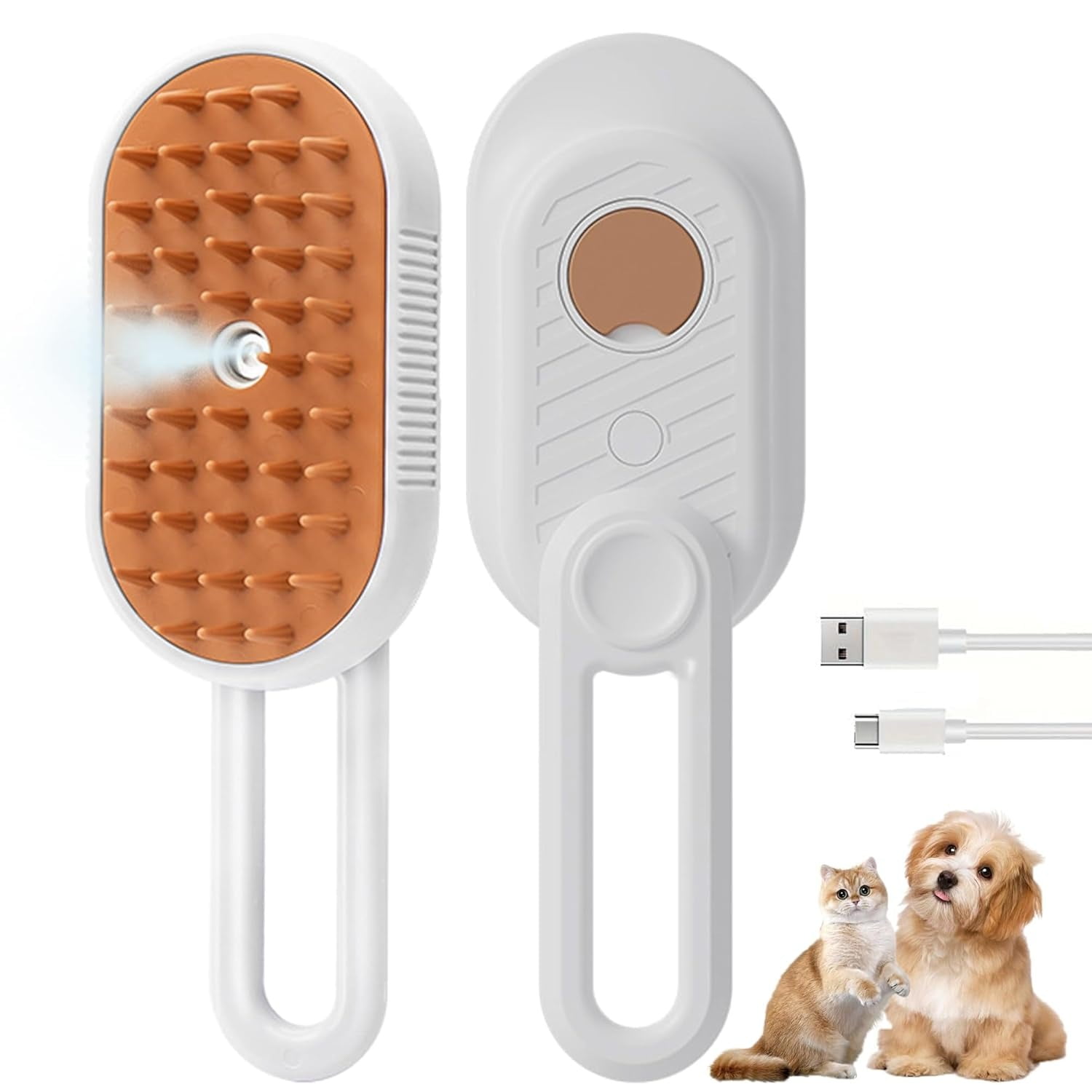 3 in 1 Cat Steam Brush for Shedding & Grooming with Foldable Handle Pet ...