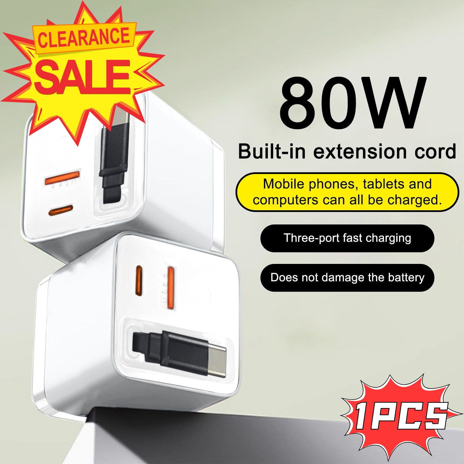 3 in 1 Charger, 80 Watt 3 in 1 Charger, Scalable 80w Max Fast Charge ...