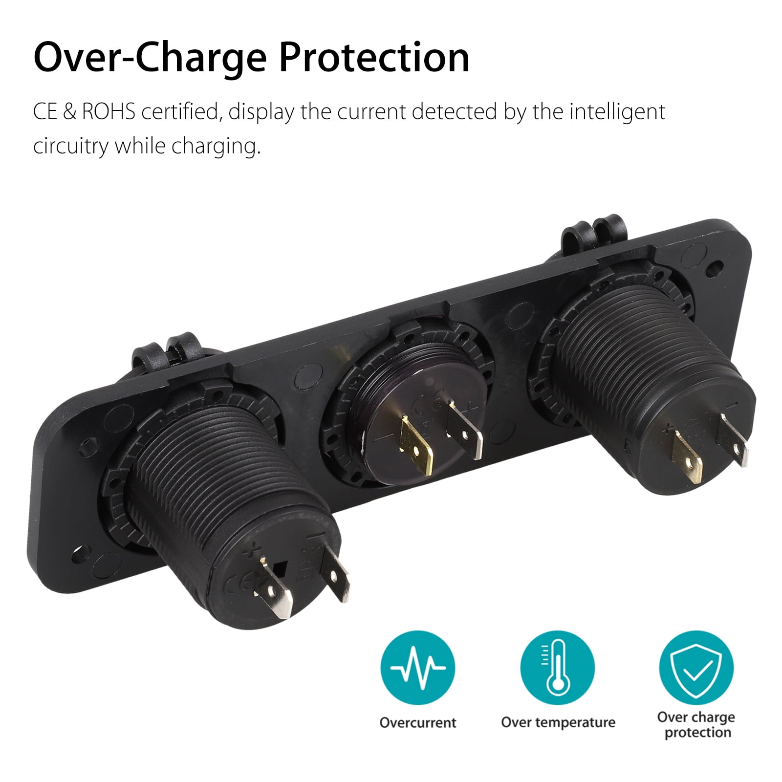 3 in 1 Charger Socket Panel, 12V Dual USB Car Socket Charger Socket ...